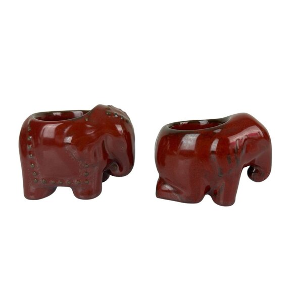 PartyLite | Accents | Set Of 2 Partylite Elephant Maroon Burnt Red Tea ...